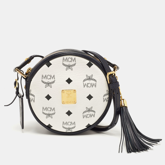 MCM | Bags | Mcm Navy Bluewhite Visetos Coated Canvas And Leather ...